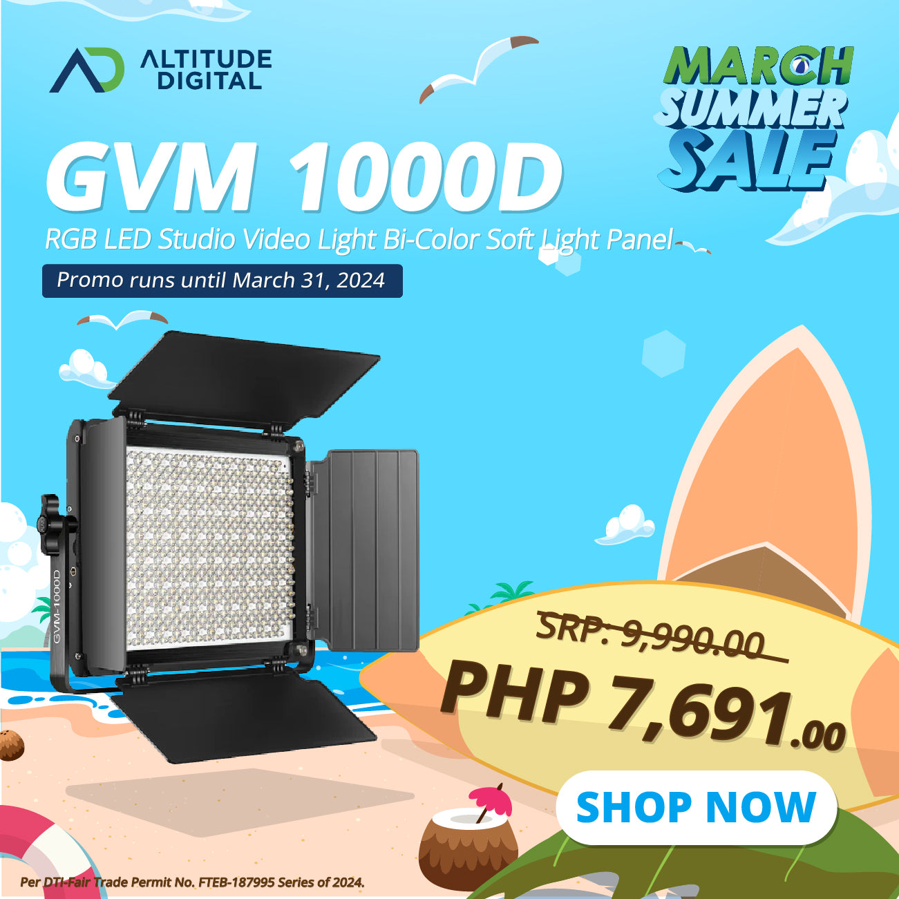 GVM 1000D RGB LED Studio Video Light Bi-Color Soft Light Panel