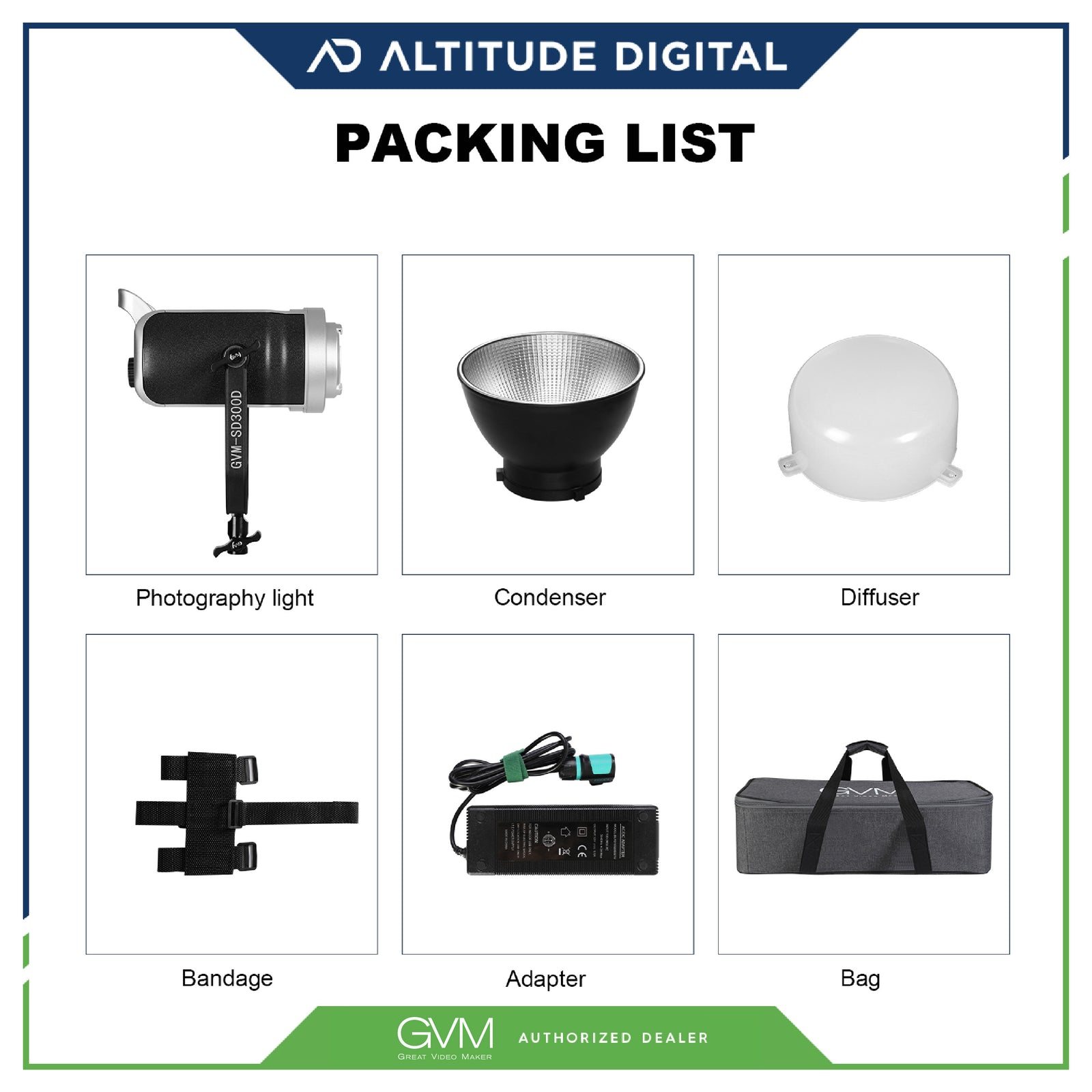 GVM Bi-Color LED Studio Video Spotlight SD300D